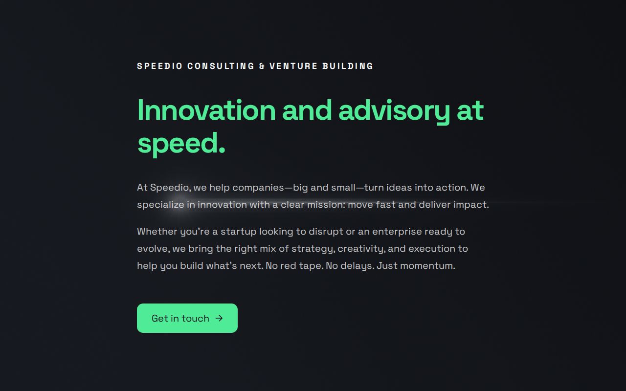 Speedio - Venture building, consulting and advisory.